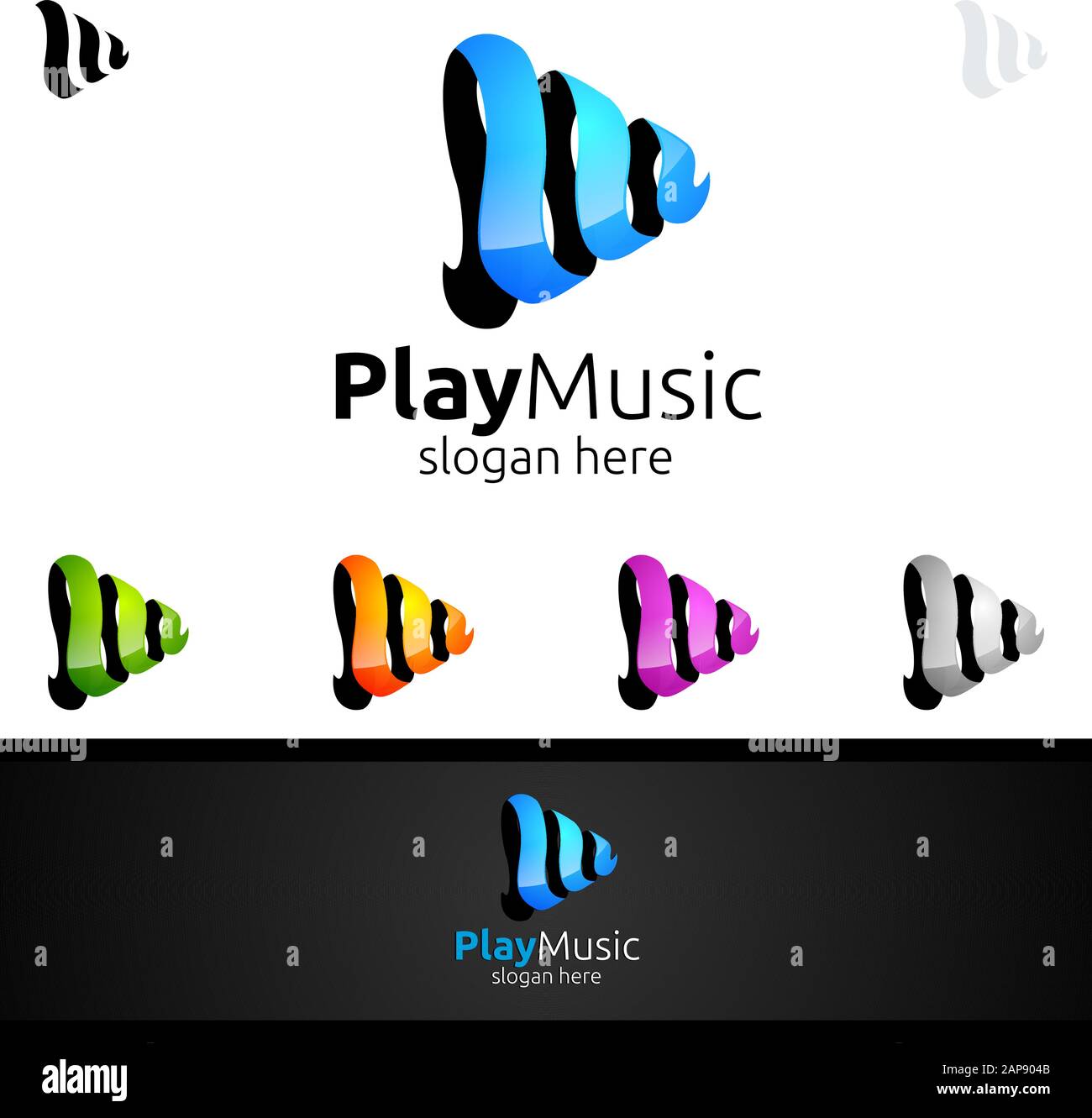 Abstract Music Logo with Note and Play Concept Stock Vector Image & Art ...