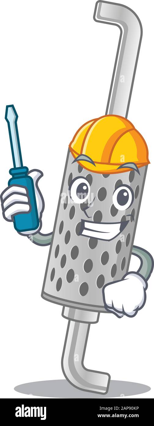 Cool automotive exhaust pipe in cartoon character style Stock Vector ...