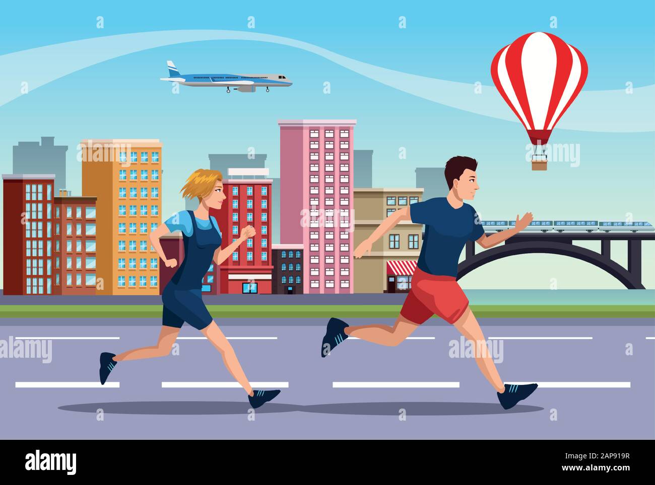 Urban woman running in Stock Vector Images - Alamy