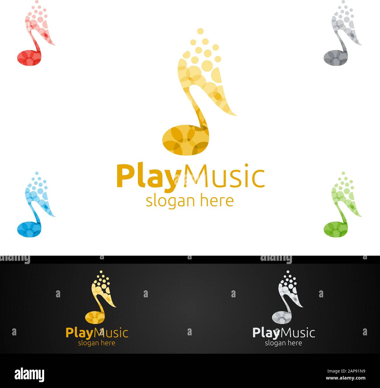 Abstract Music Logo with Note and Play Concept Stock Vector Image & Art ...