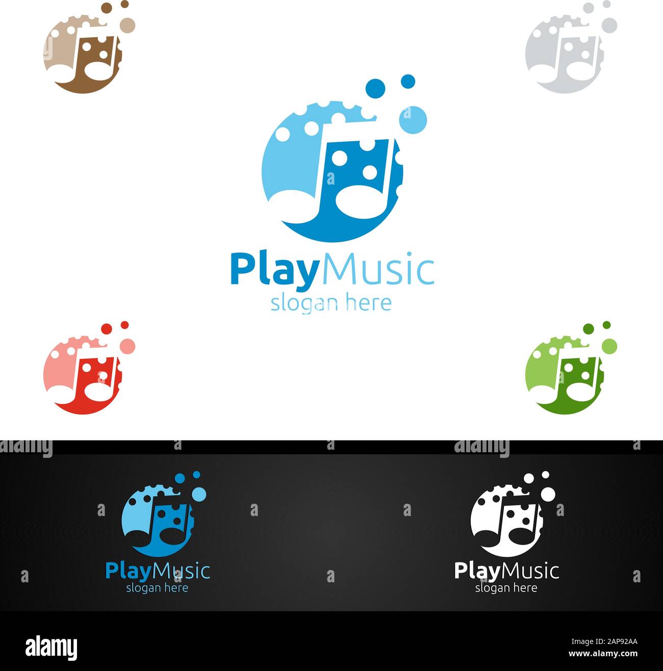 Abstract Music Logo with Note and Play Concept Stock Vector Image & Art ...