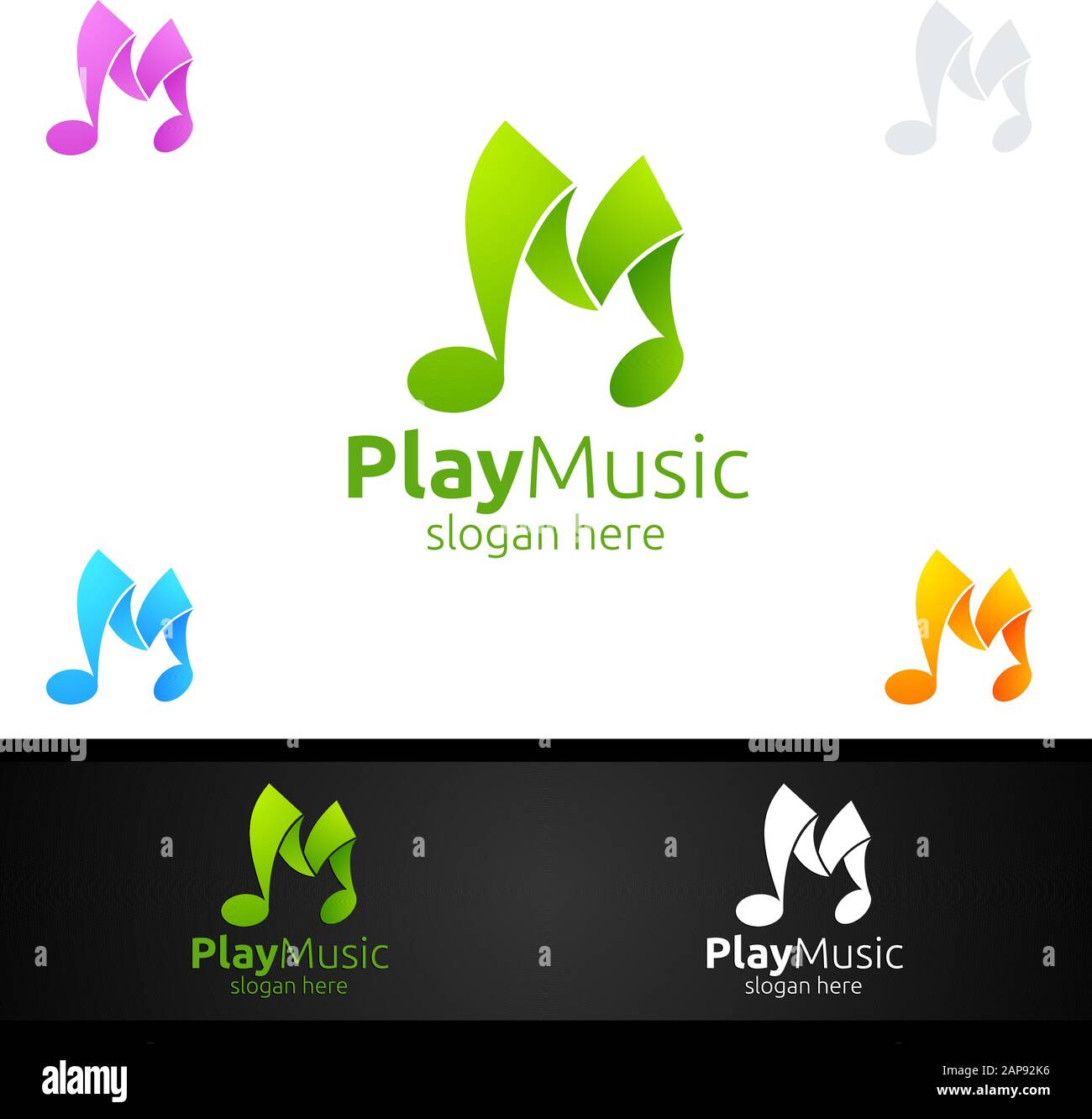 Abstract Music Logo with Note and Play Concept Stock Vector Image & Art ...