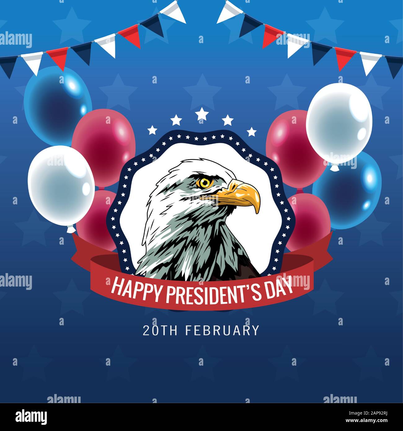 happy presidents day poster with eagle and balloons helium Stock Vector ...