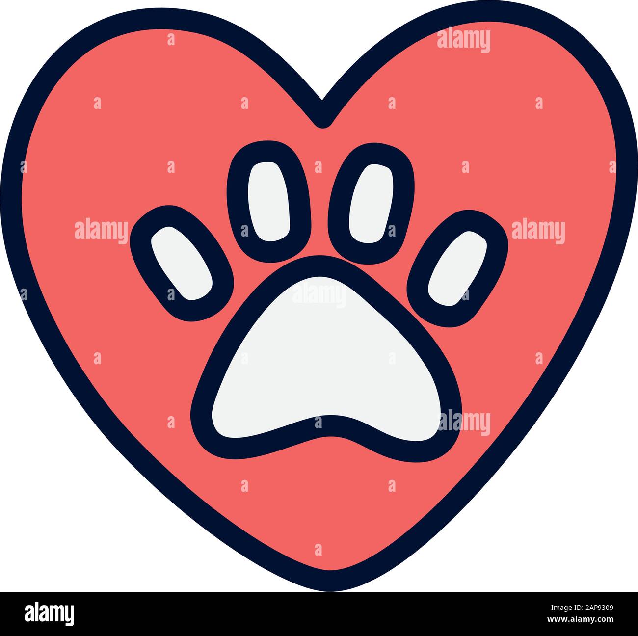 adoption heart love paw animal print campaign vector illustration Stock ...