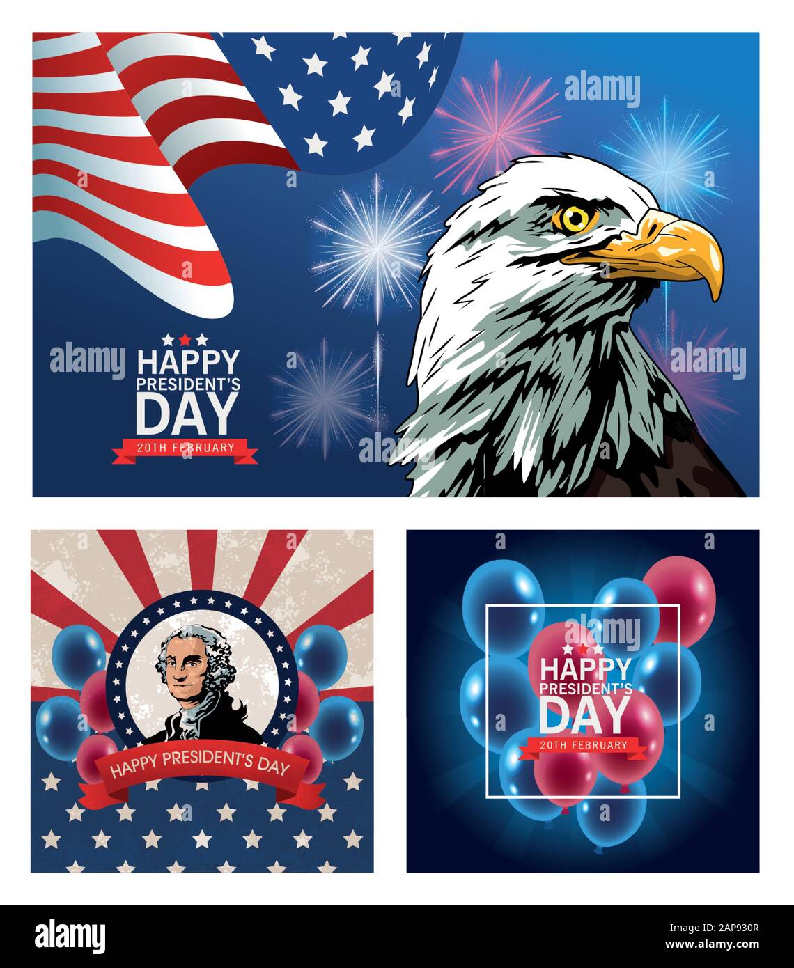 happy presidents day poster with set scenes Stock Vector Image & Art ...