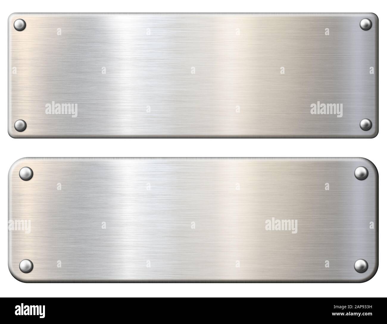 Simple metal plaques or plates set isolated 3d illustration with ...