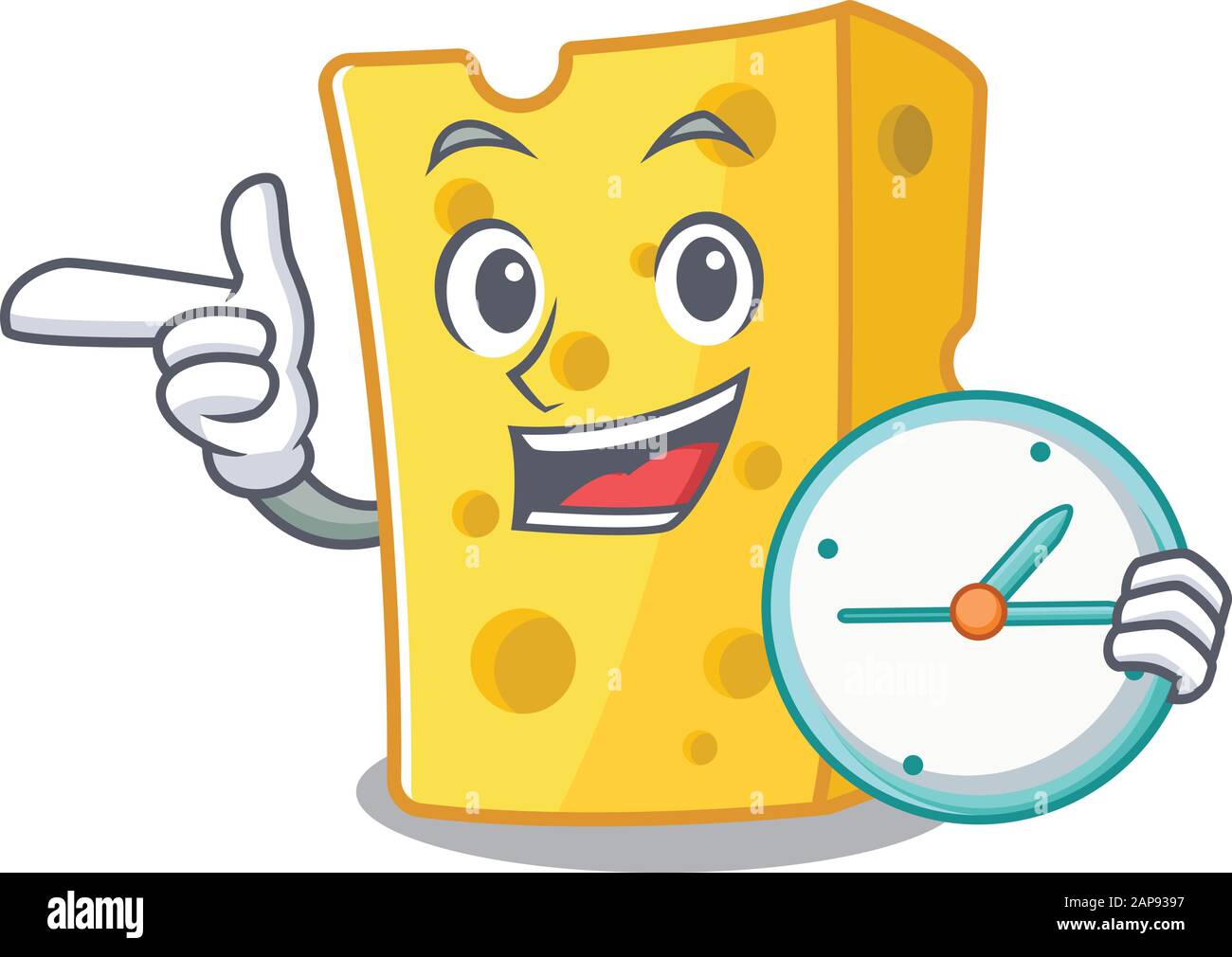 cartoon character style emmental cheese having clock Stock Vector Image ...