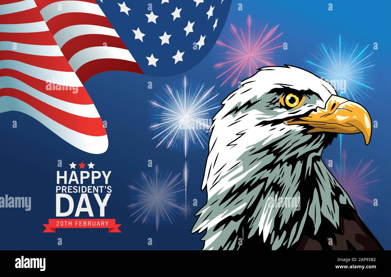 happy presidents day poster with eagle and usa flag Stock Vector Image ...