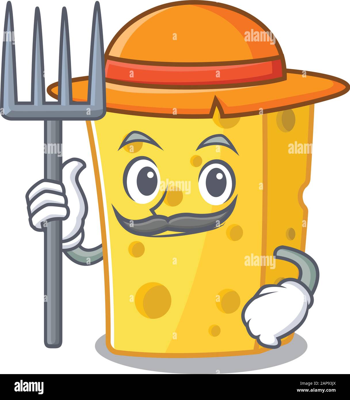 Cheerfully Farmer emmental cheese cartoon picture with hat and tools ...