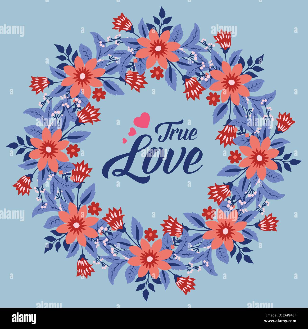 Beautiful shape of leaf and red flower frame, for romantic true love ...