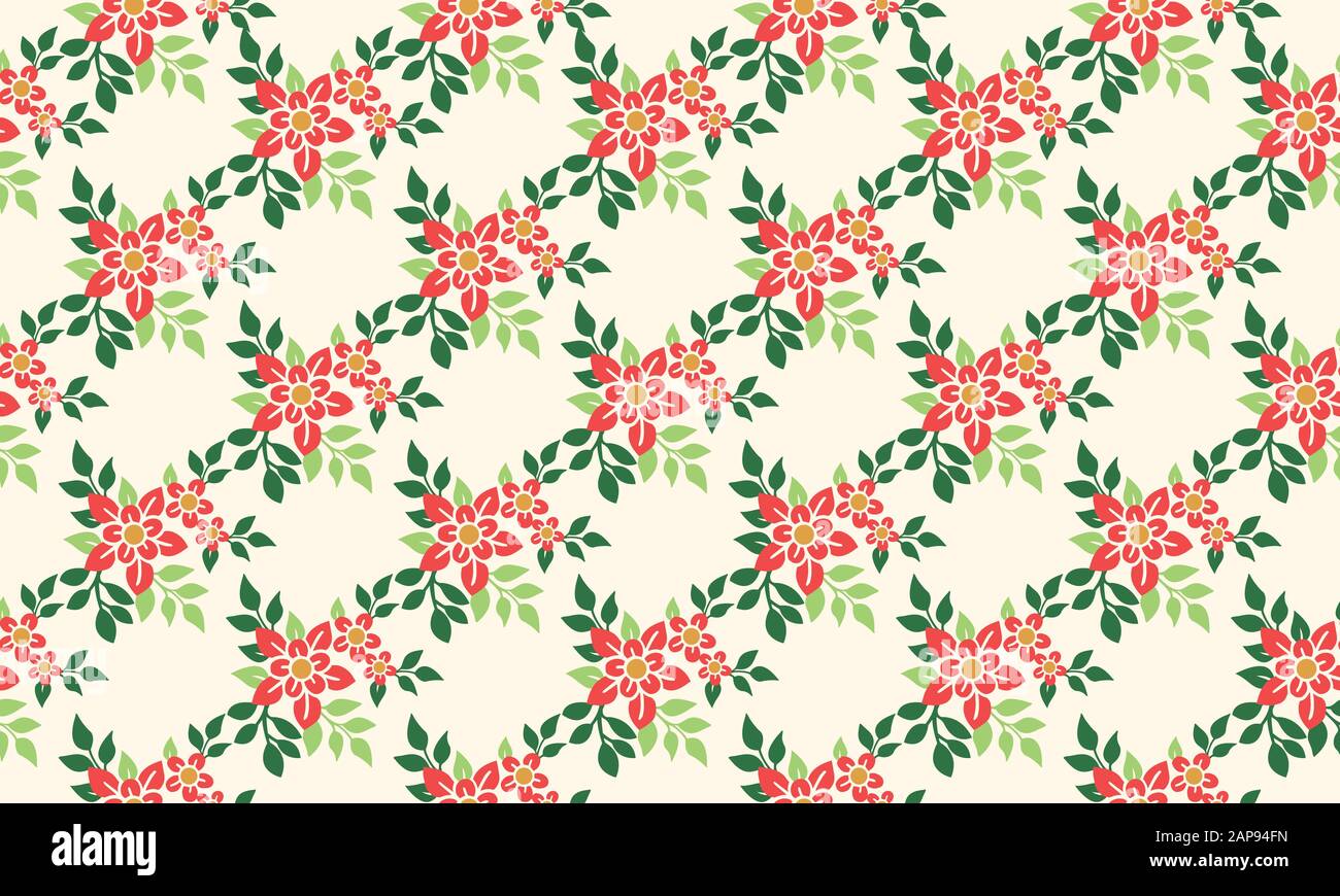 Elegant Christmas Flower pattern background, with leaf and red flower ...