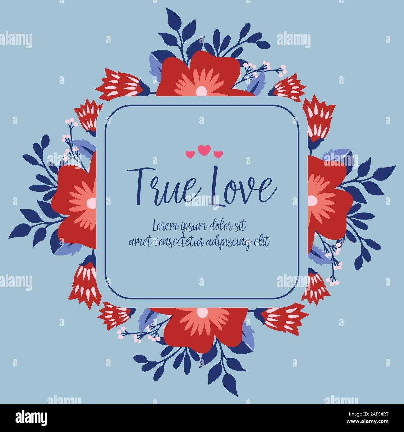 Unique pattern of leaf and floral frame, for elegant true love poster ...