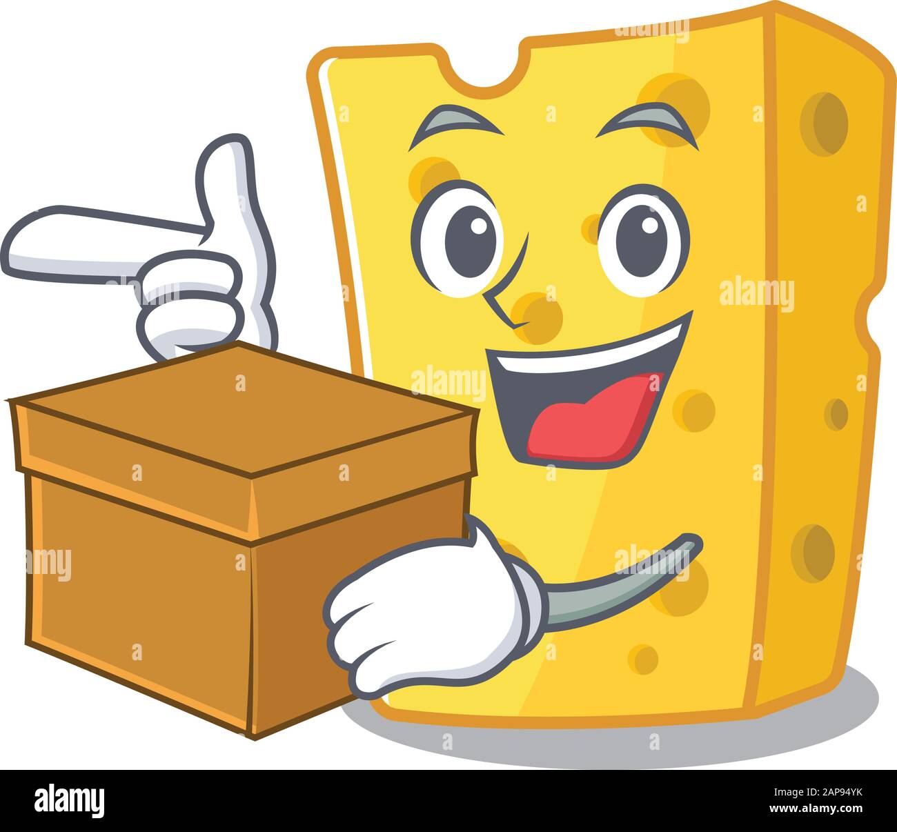 Cute emmental cheese cartoon character having a box Stock Vector Image ...