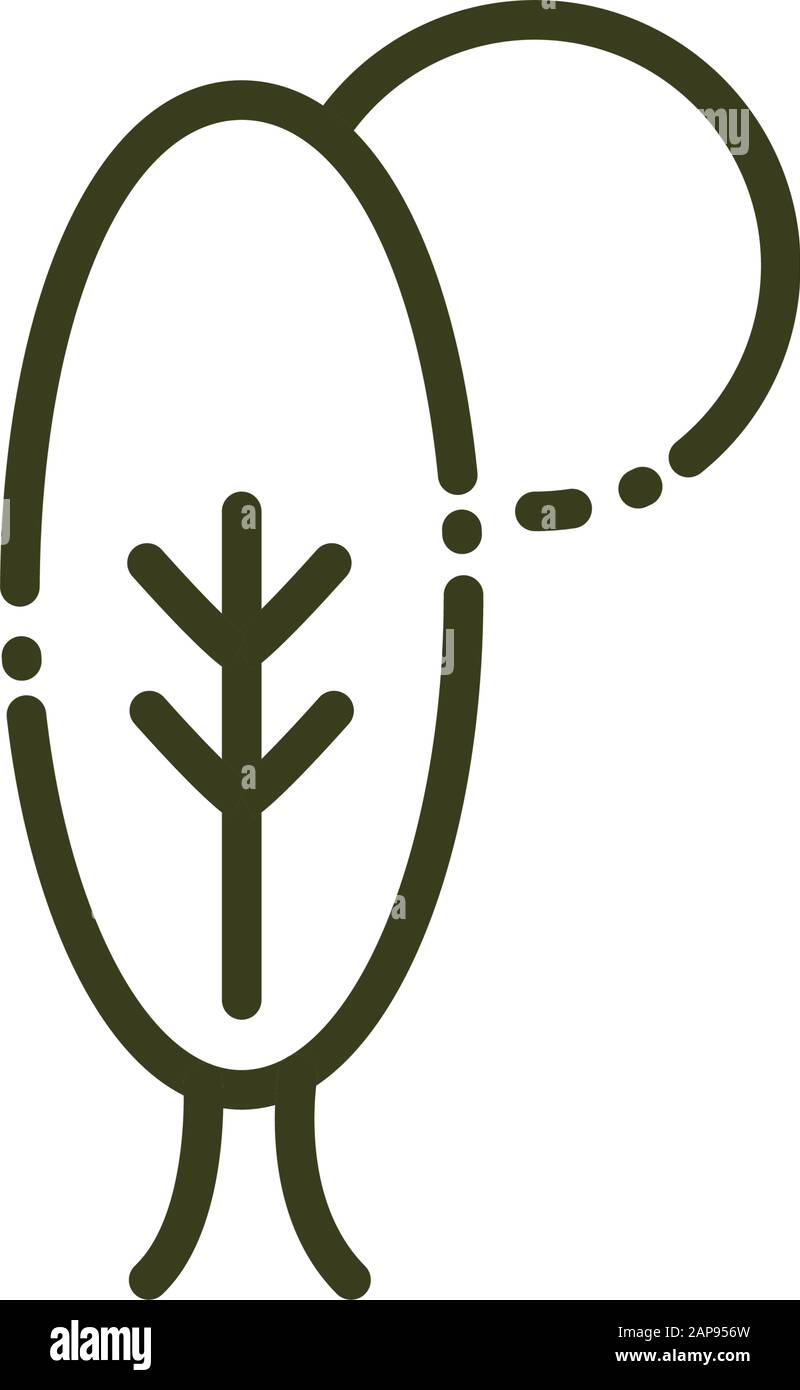 tree foliage forest sun nature line design vector illustration Stock ...