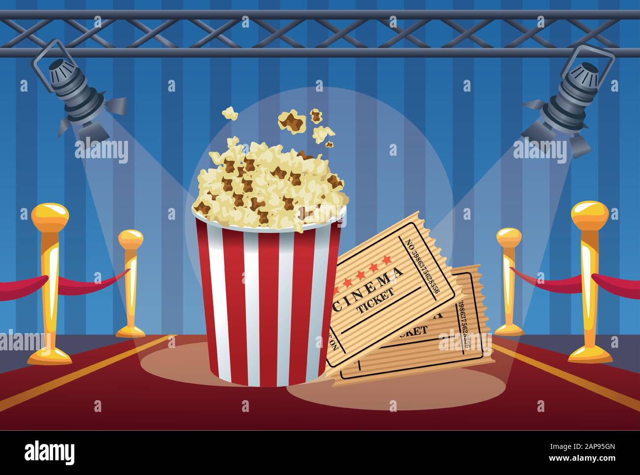 cinema entertainment with pop corn and tickets Stock Vector Image & Art ...