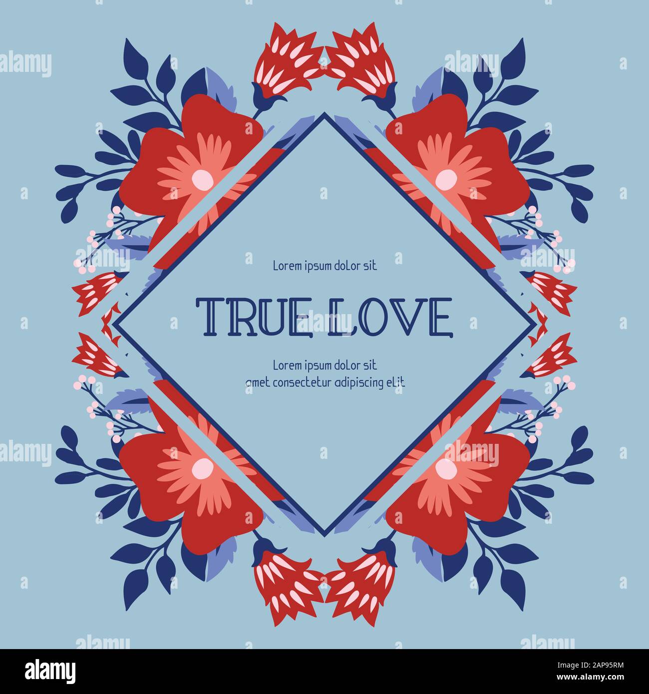 Unique pattern of leaf and floral frame, for elegant true love poster ...