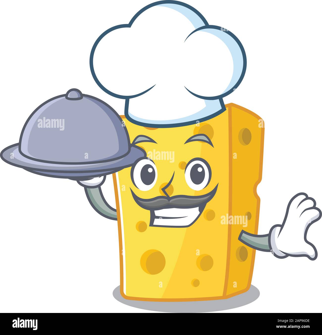 cartoon design of emmental cheese as a Chef having food on tray Stock ...