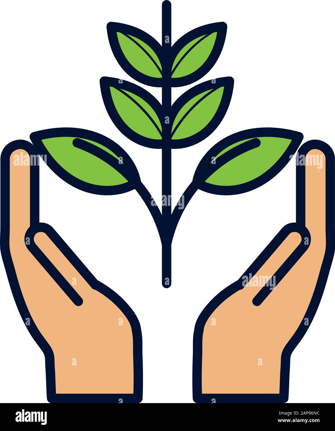 hands with plant ecology environment icon vector illustration Stock ...