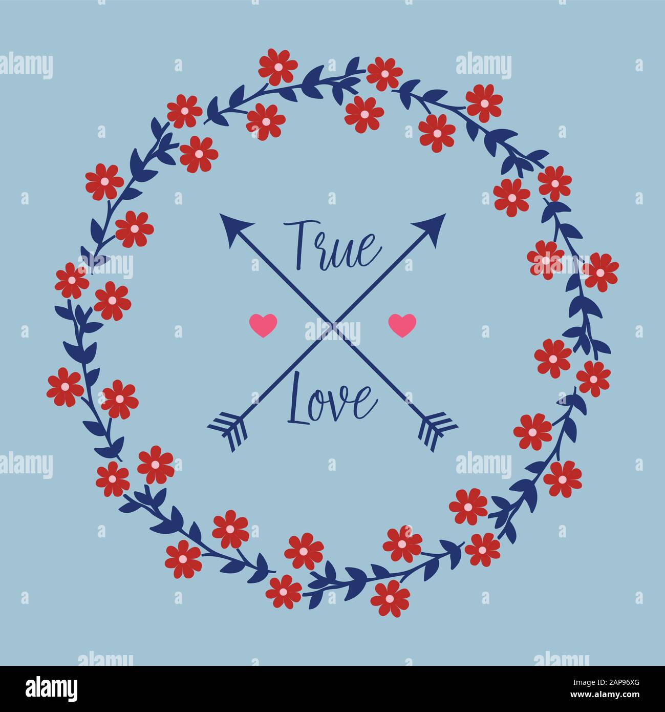 Vintage pattern of leaf and red flower frame, for cute true love ...