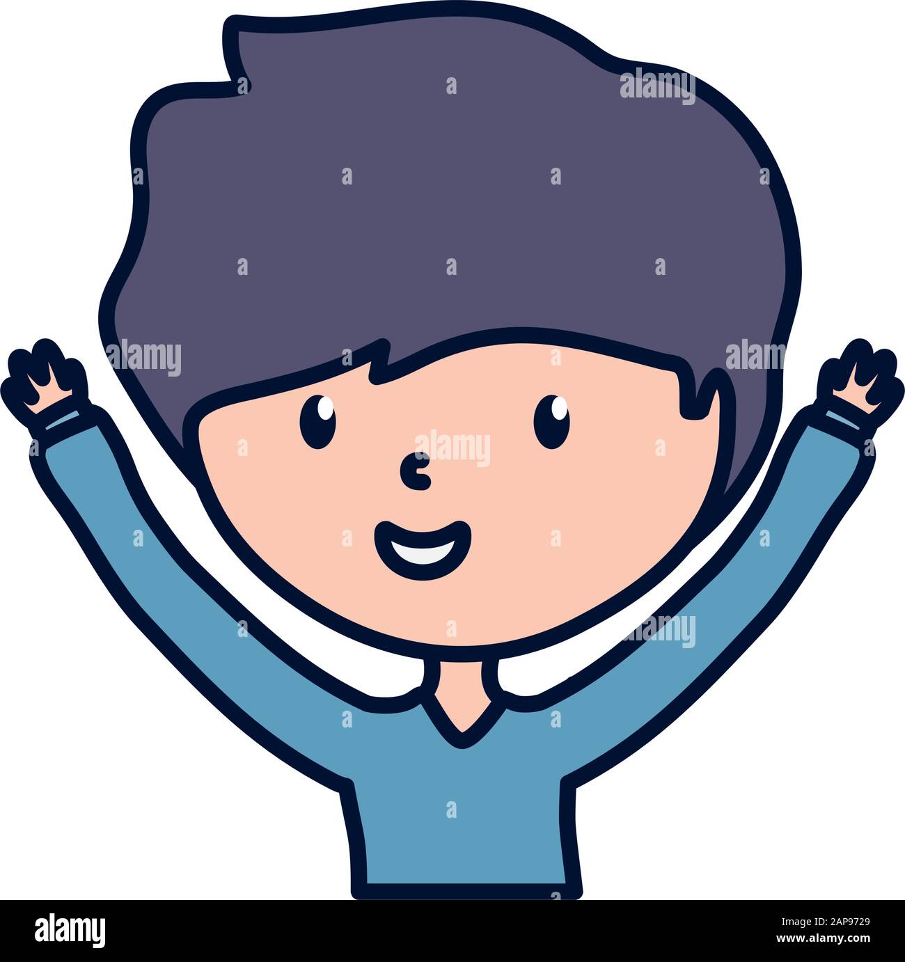 young guy hands up celebration cartoon character vector illustration ...