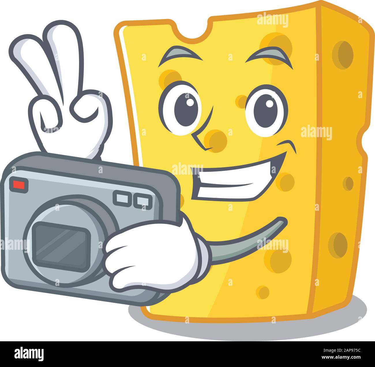 Cool Photographer emmental cheese character with a camera Stock Vector ...