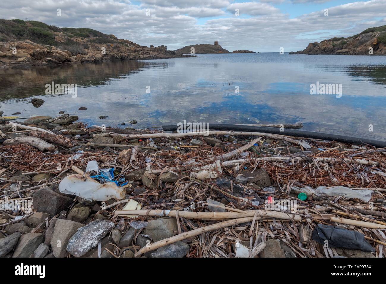plastic pollution mixed with dried seaweed on paradisaical beaches in ...
