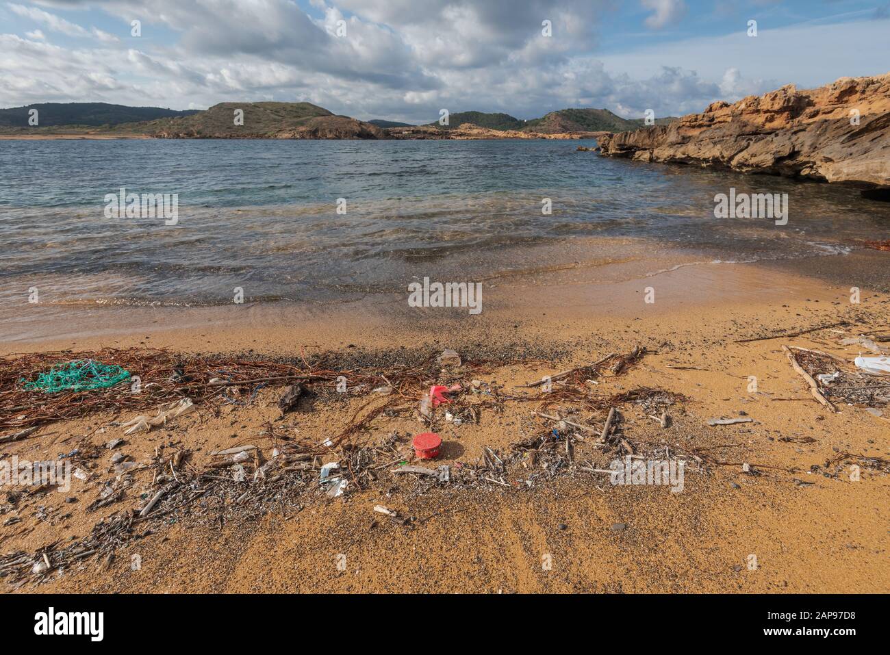 plastic pollution mixed with dried seaweed on paradisaical beaches in ...