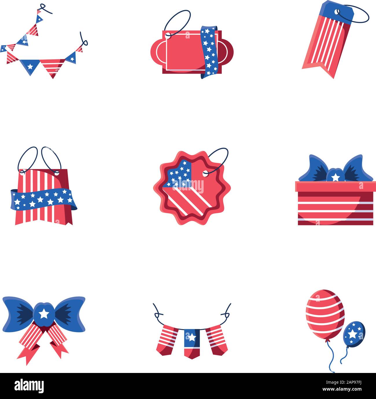 Usa icon set design, United states america independence nation us ...