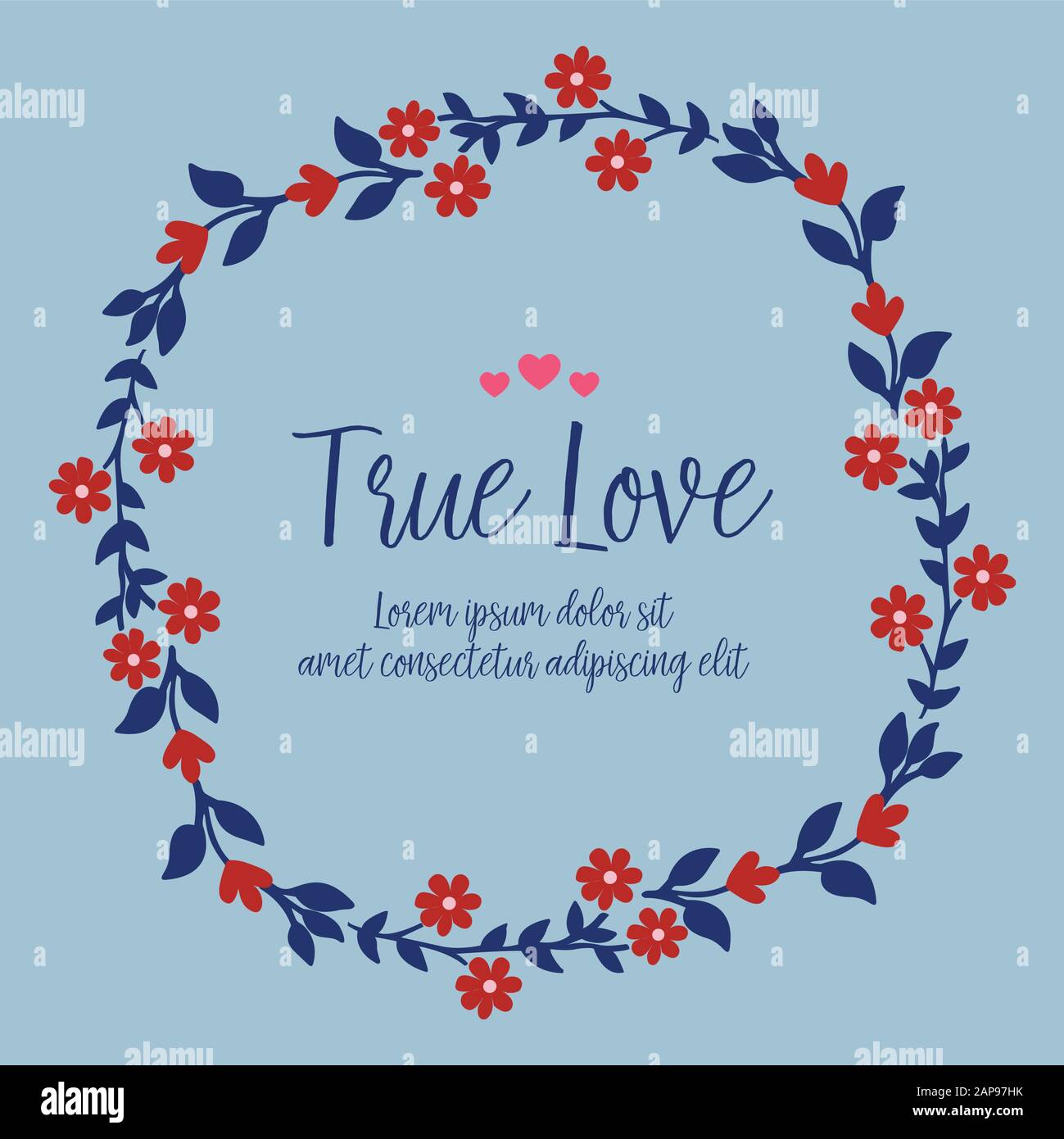The true love greeting card template decoration, with romantic of leaf ...