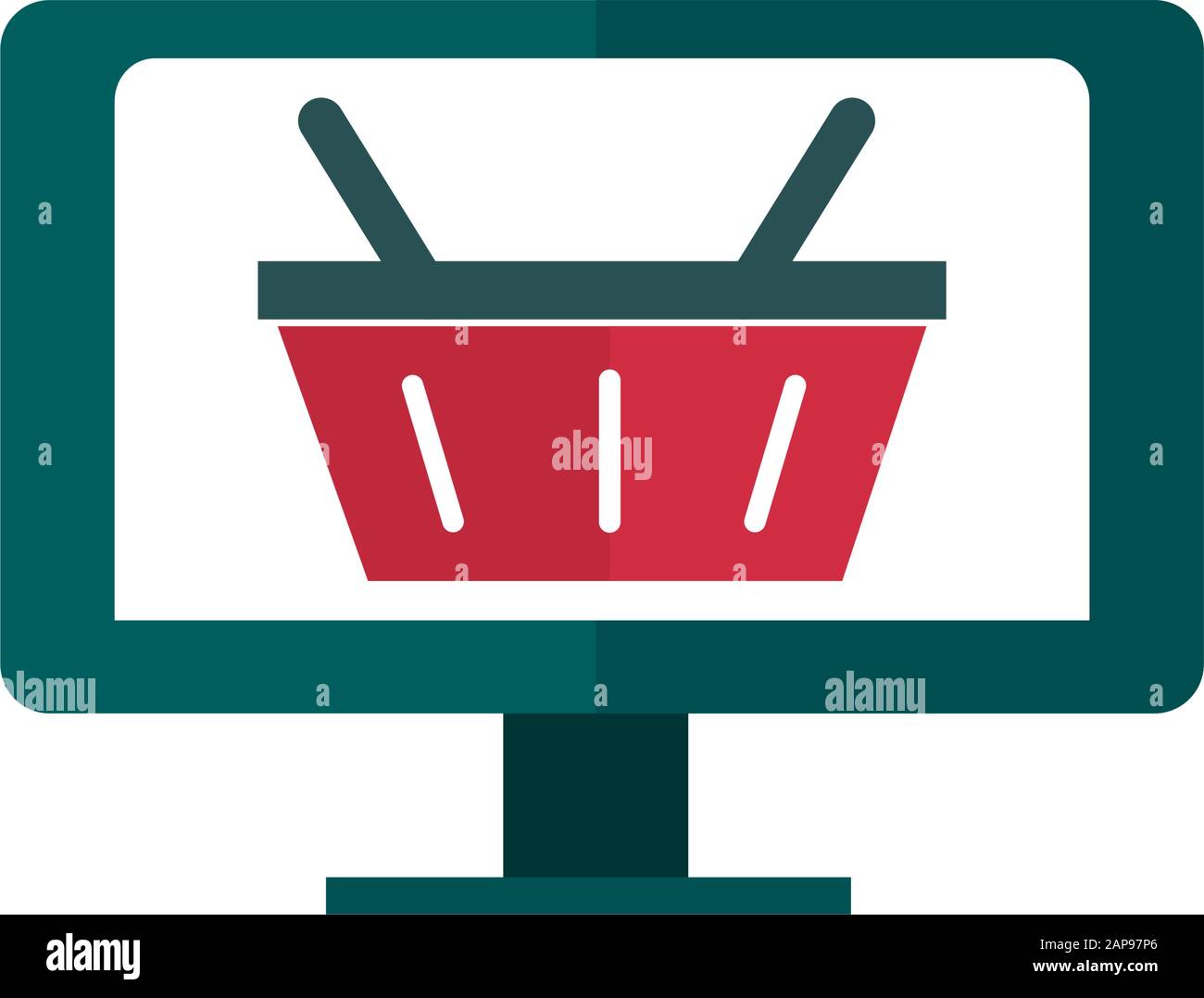 computer basket market business commerce shopping vector illustration ...
