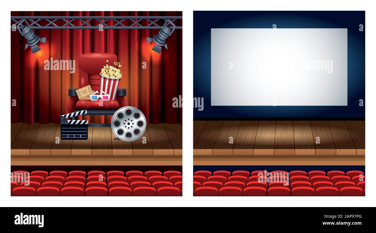 cinema entertainment with set scene icons Stock Vector Image & Art - Alamy