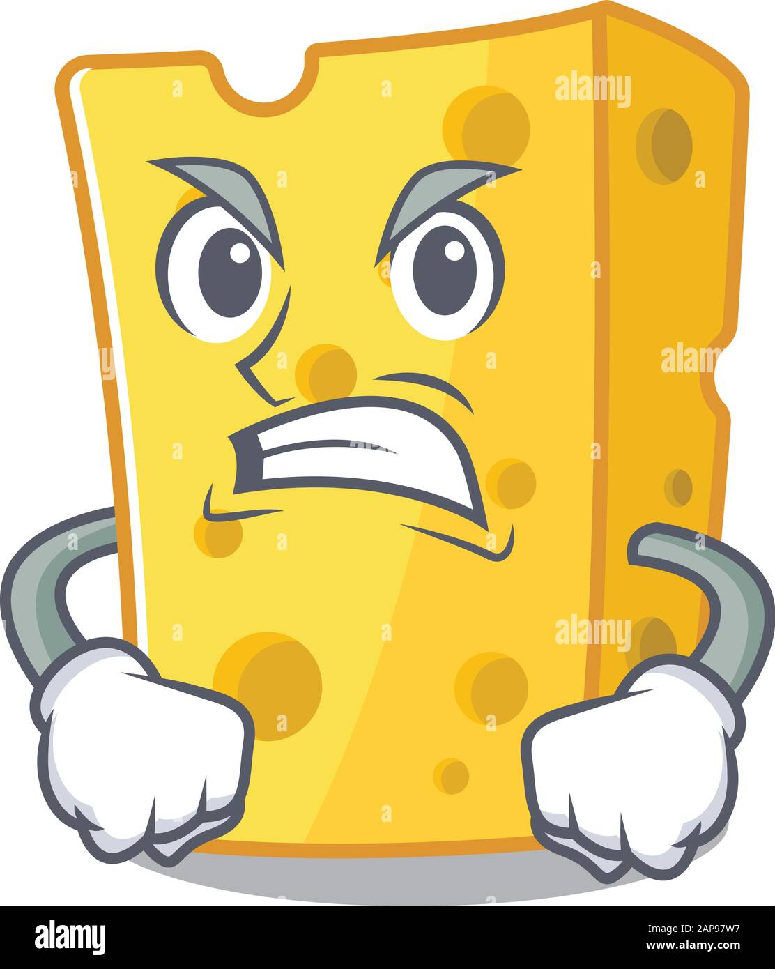 Emmental cheese cartoon character design having angry face Stock Vector ...