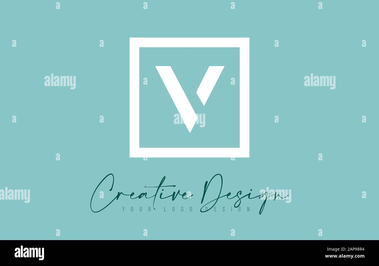 V Letter Icon Design With Creative Modern Look and Teal Background ...