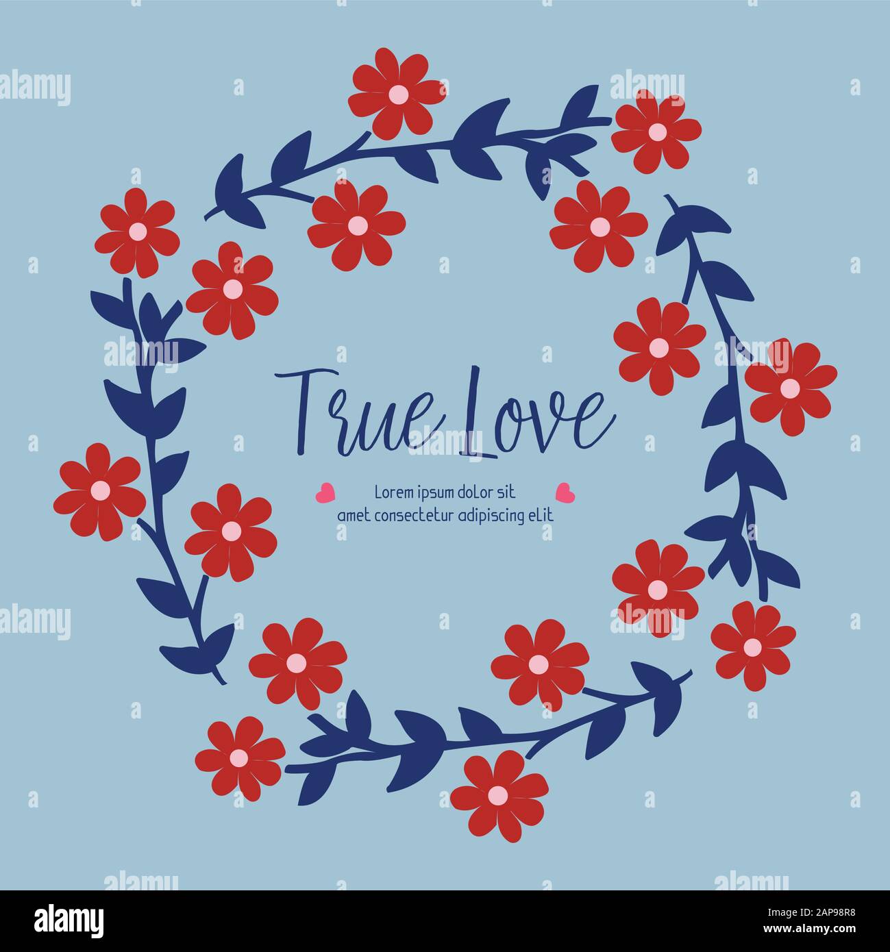 The true love greeting card template decoration, with romantic of leaf ...