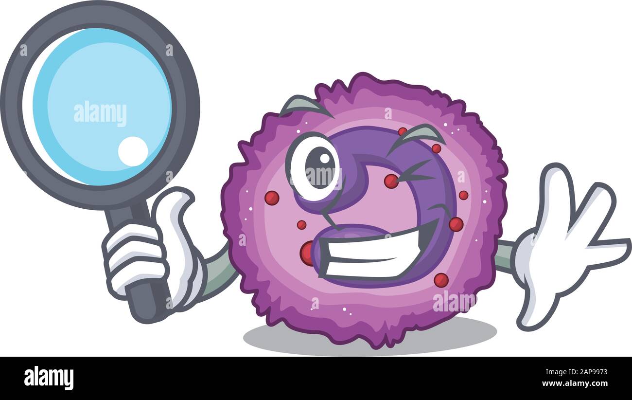 Cool and Smart eosinophil cell Detective cartoon mascot style Stock ...