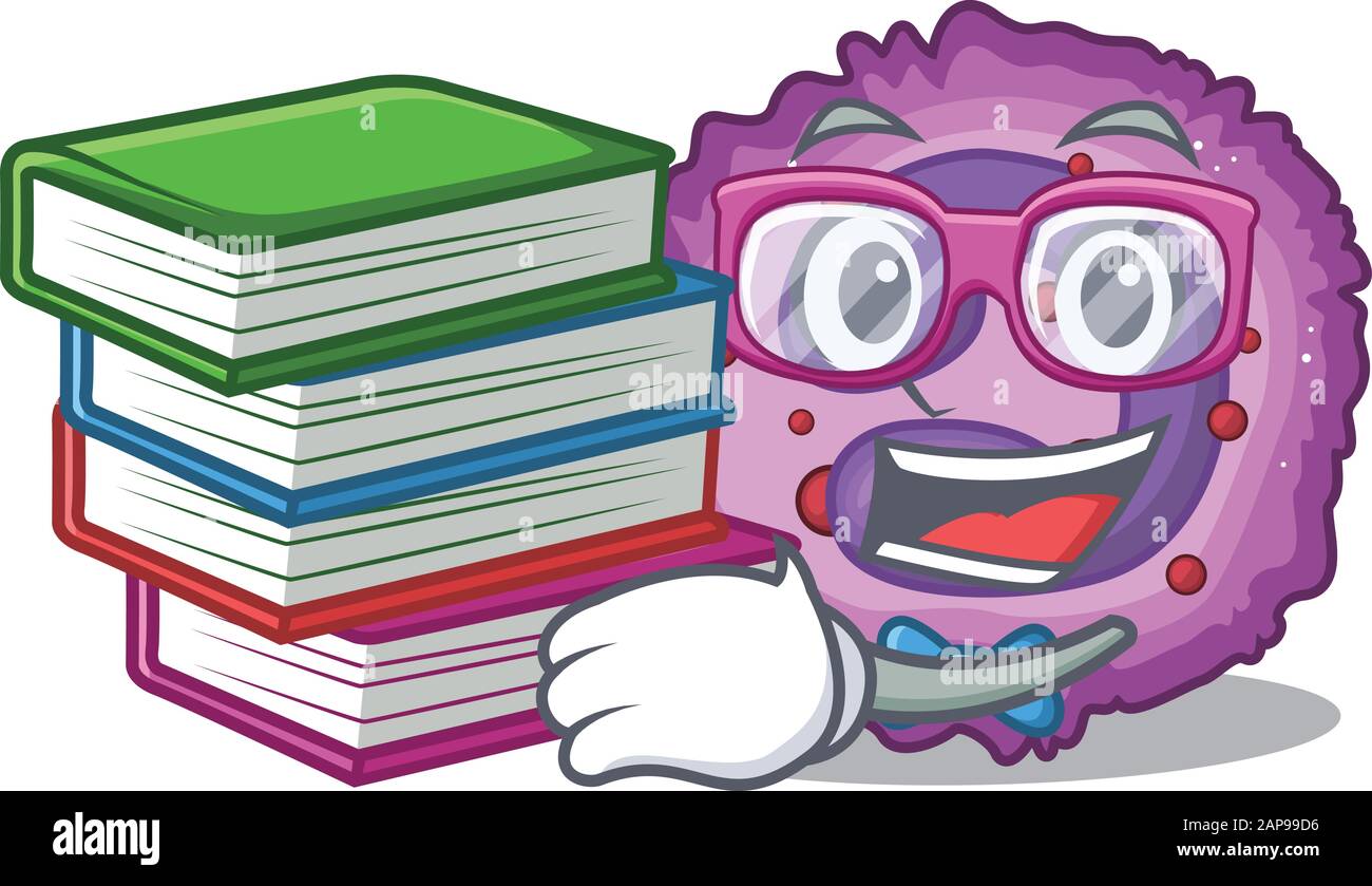 Cool and clever Student eosinophil cell mascot cartoon with book Stock ...