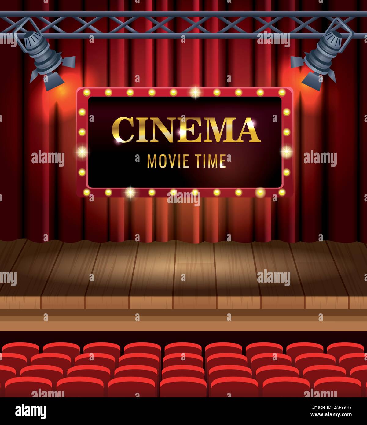 cinema entertainment with chairs and display scene Stock Vector Image ...