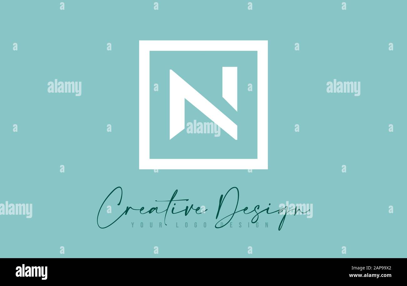 N Letter Icon Design With Creative Modern Look and Teal Background ...