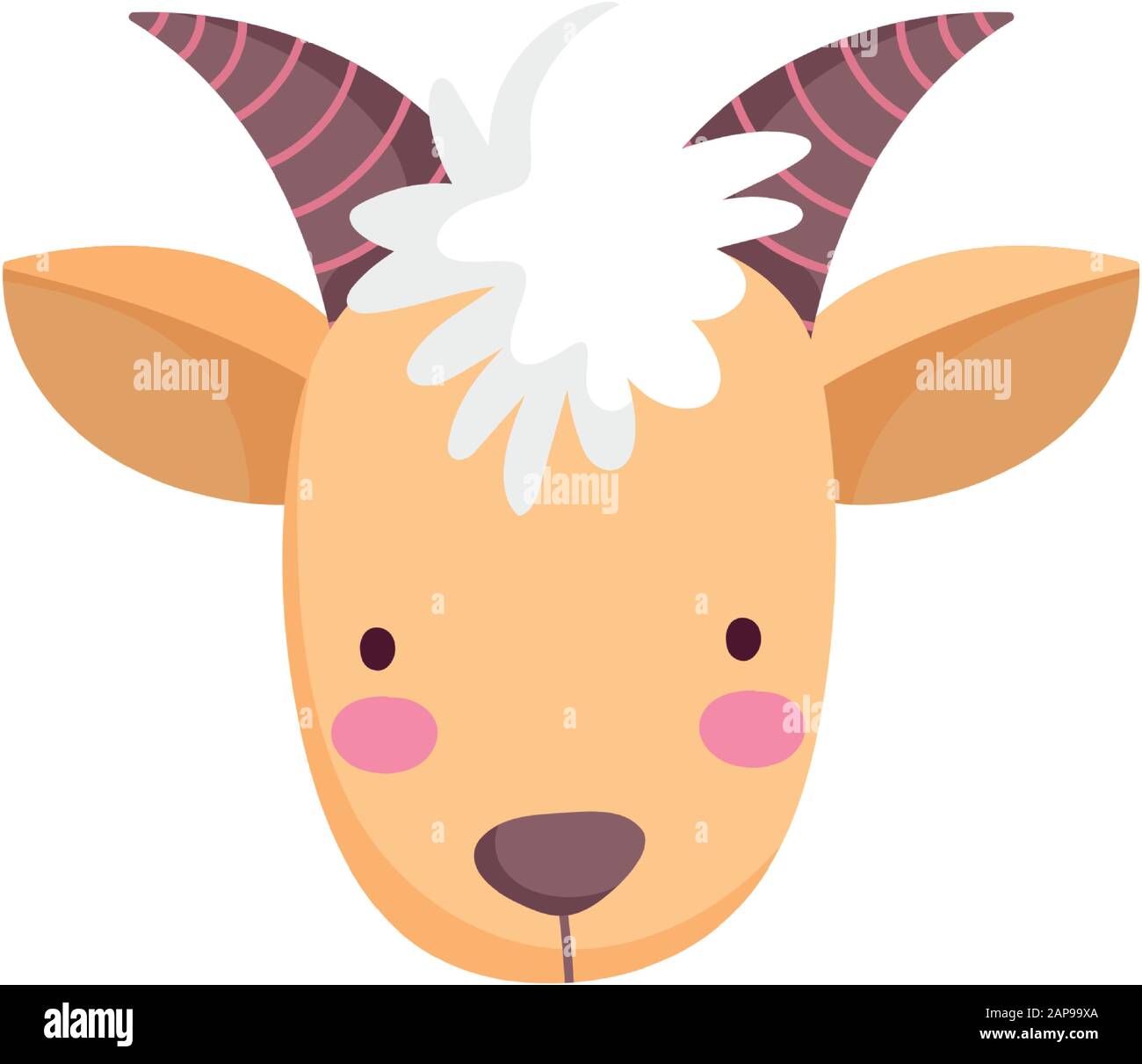 goat face bovine farm cartoon animal vector illustration Stock Vector ...