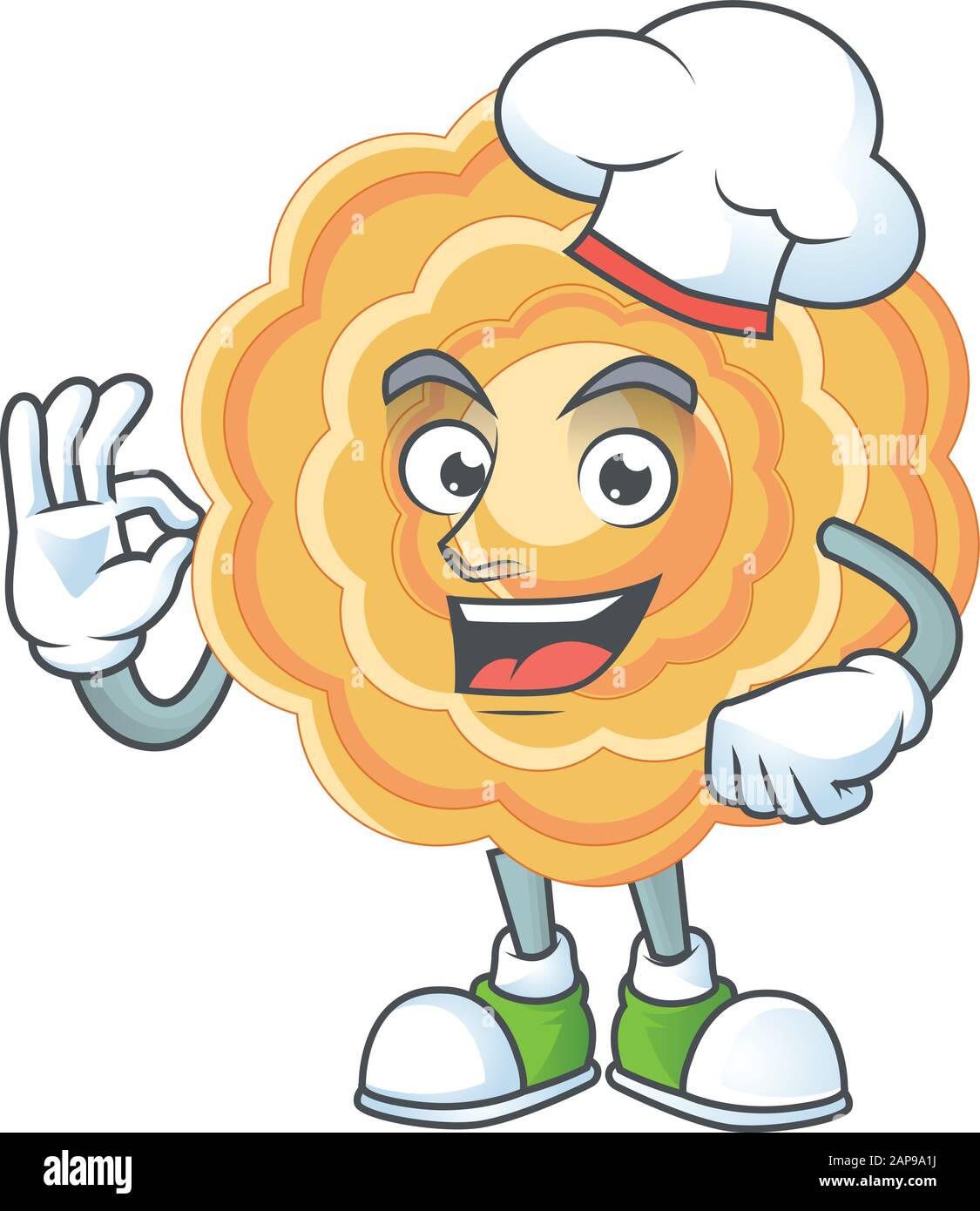 Chinese mooncake cartoon character wearing costume of chef and white ...