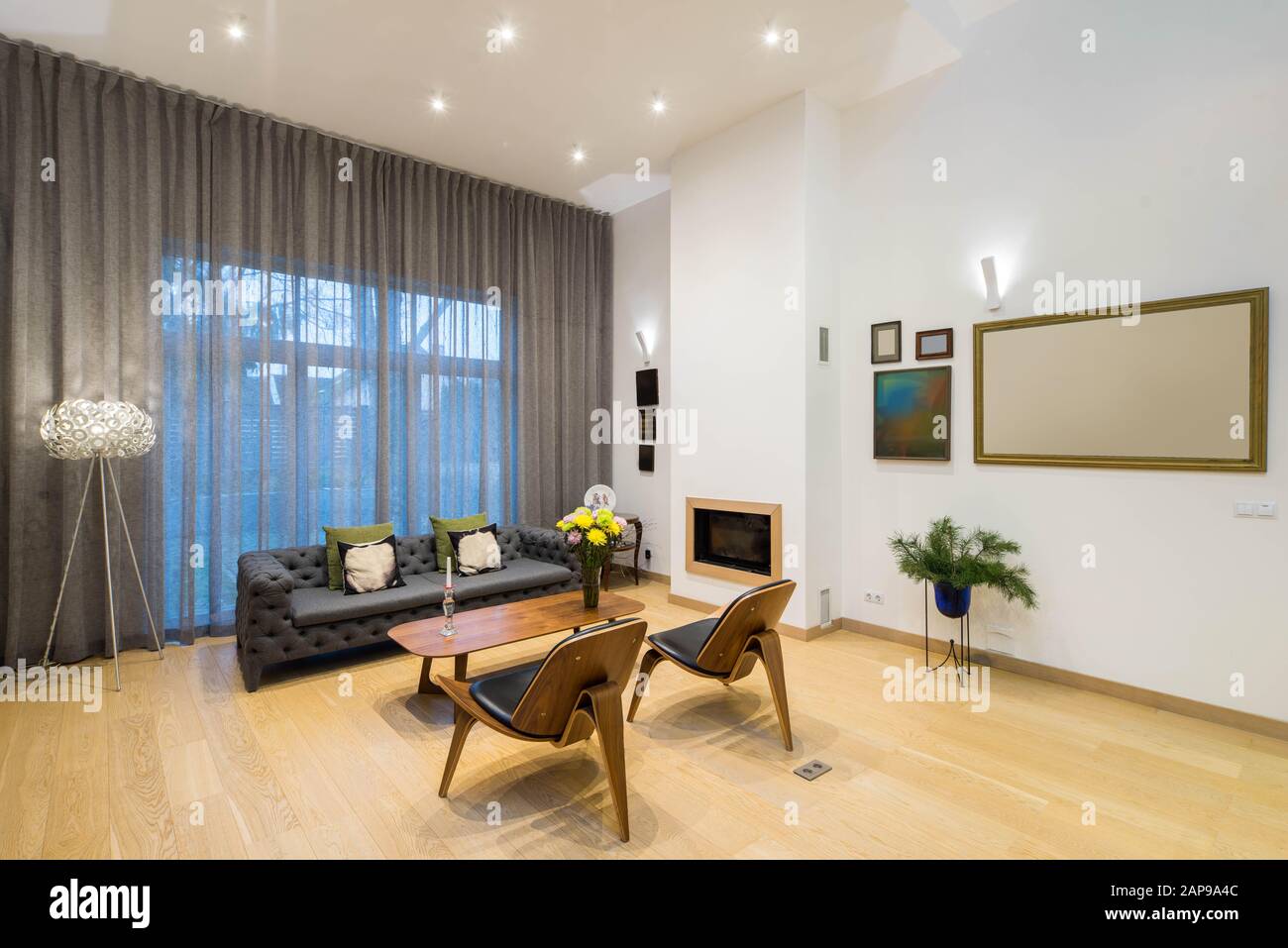 Living room in studio apartment with furniture. Modern interior of the ...