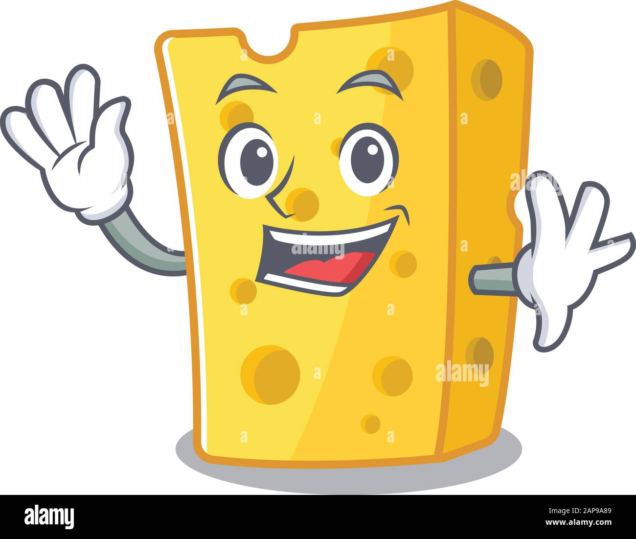Waving friendly emmental cheese cartoon character design Stock Vector ...