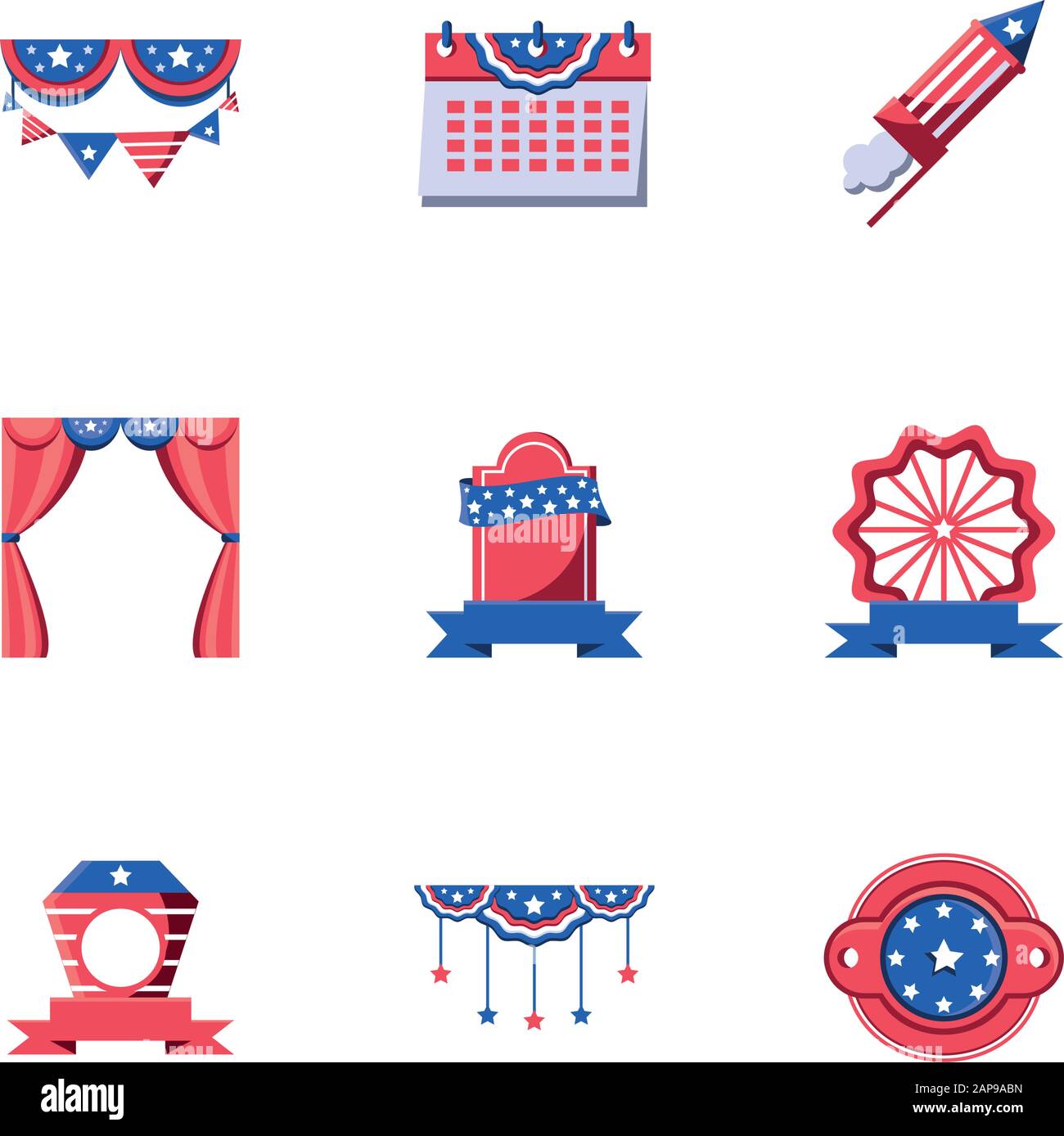 Usa icon set design, United states america independence nation us ...