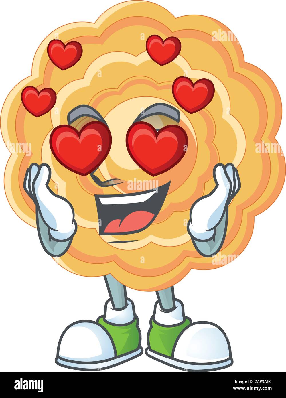 falling in love cute chinese mooncake cartoon character design Stock ...