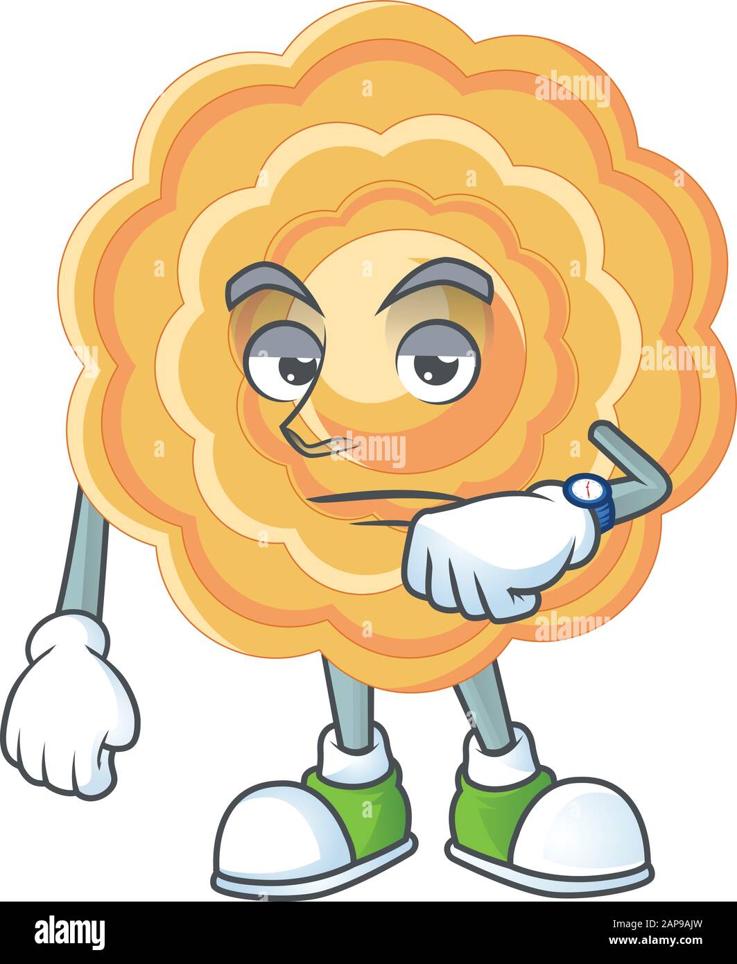 cartoon character design of chinese mooncake on a waiting gesture Stock ...