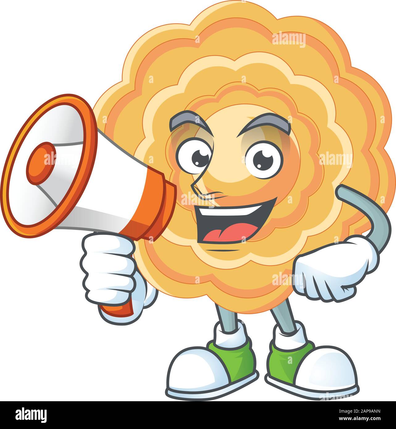 Cool cartoon character of chinese mooncake holding a megaphone Stock ...