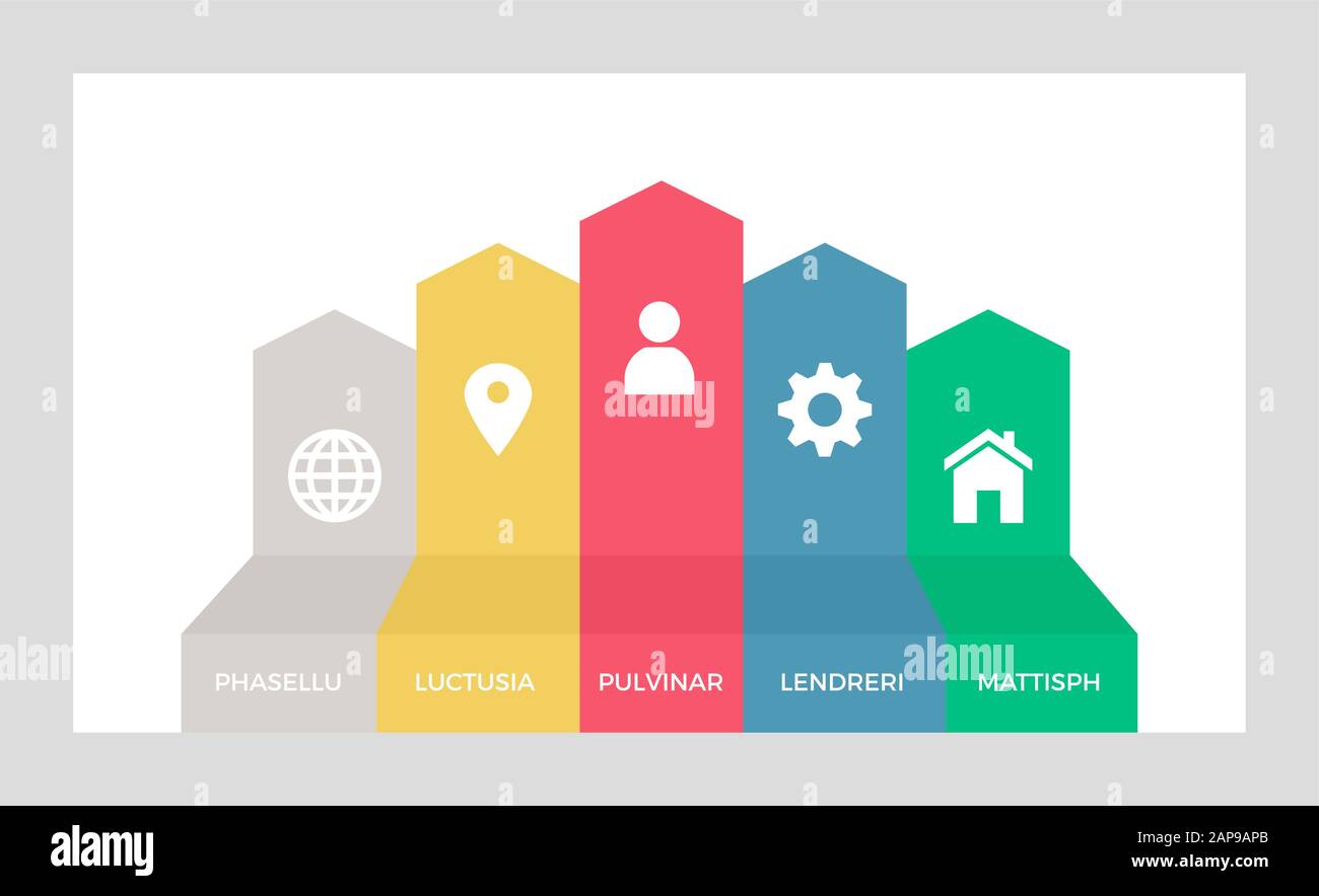 Set of yellow and red, blue, green elements for infographic ...