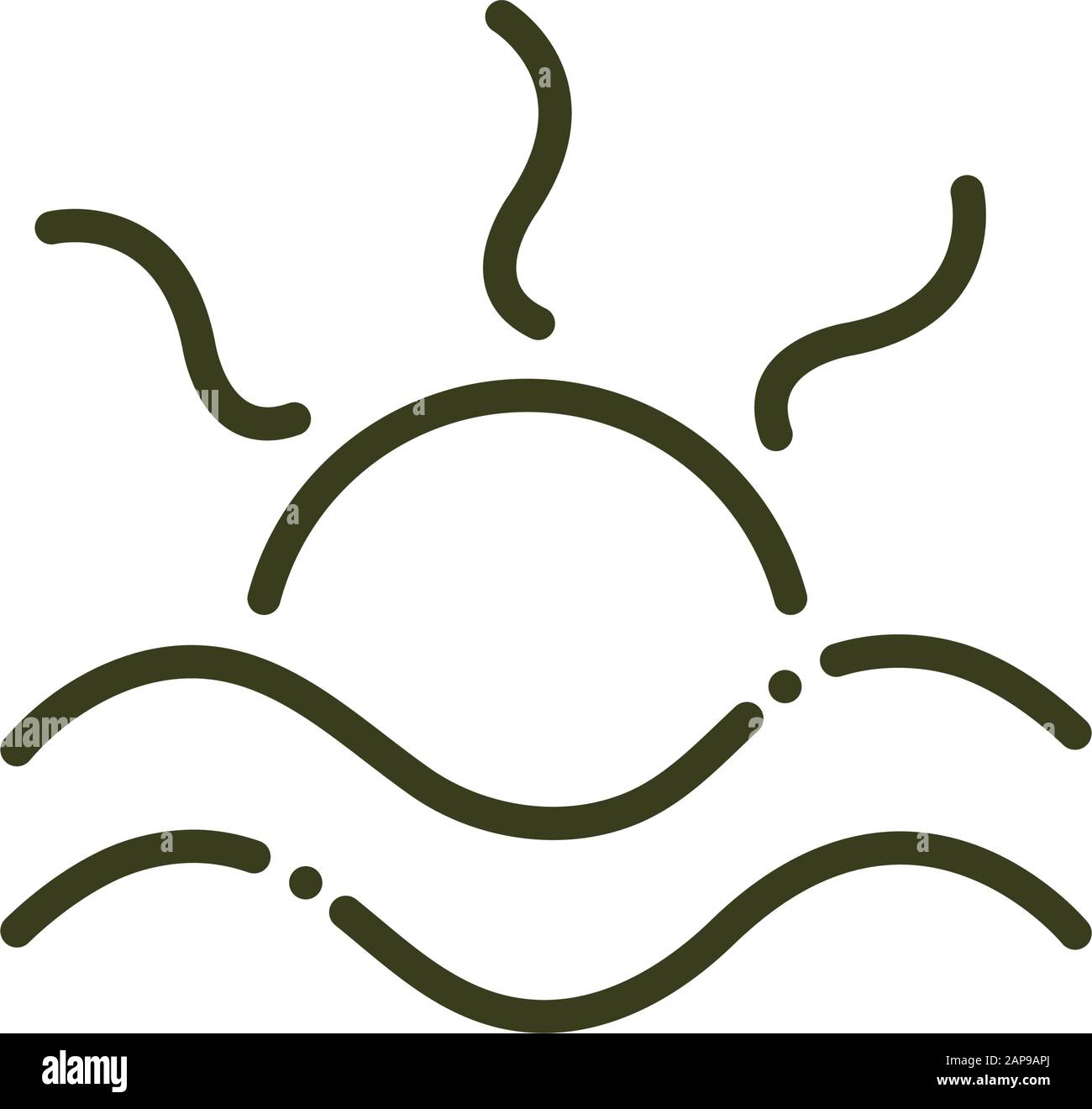wave sea sun summer nature line design vector illustration Stock Vector ...