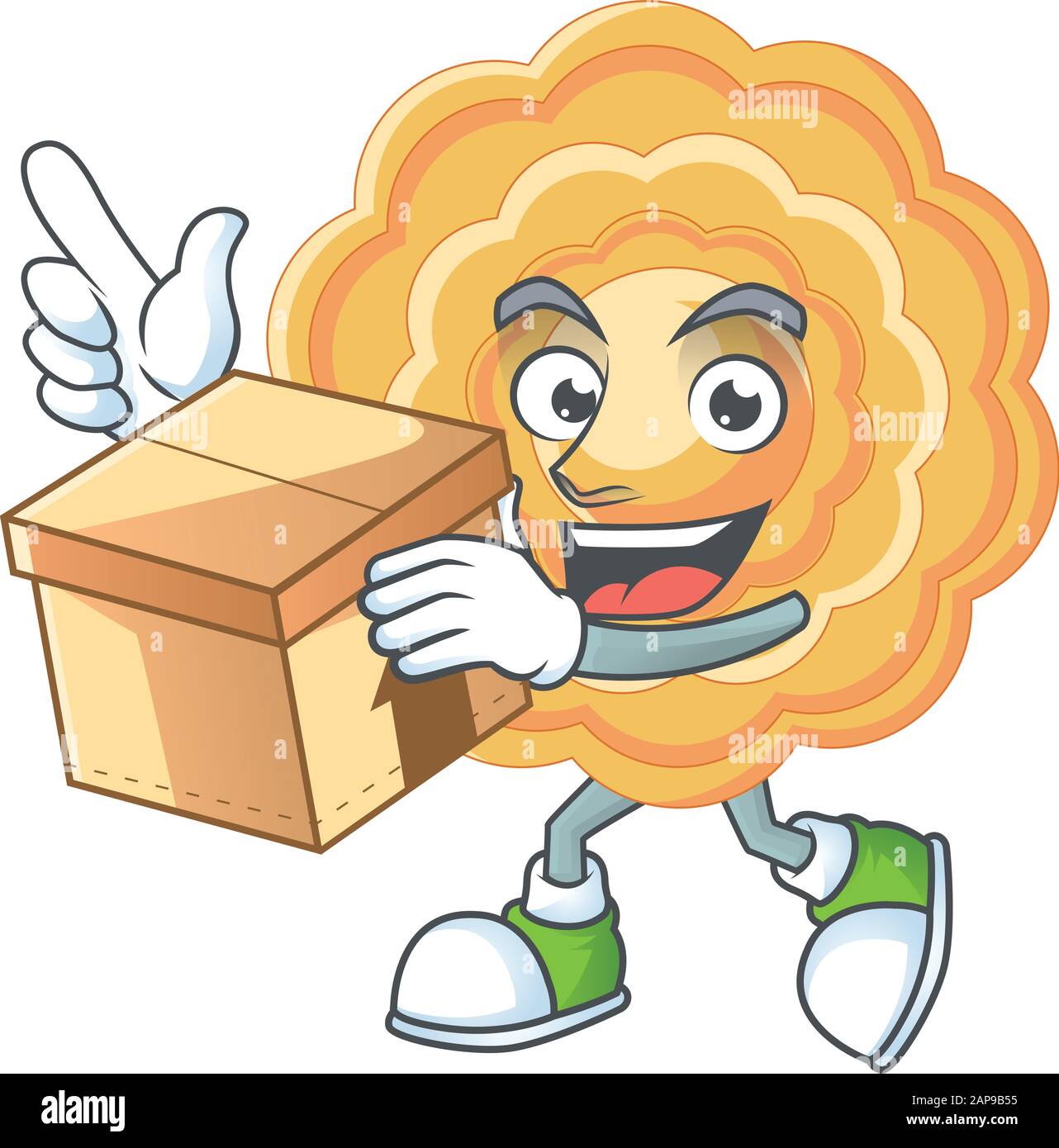 Cute chinese mooncake cartoon character having a box Stock Vector Image ...