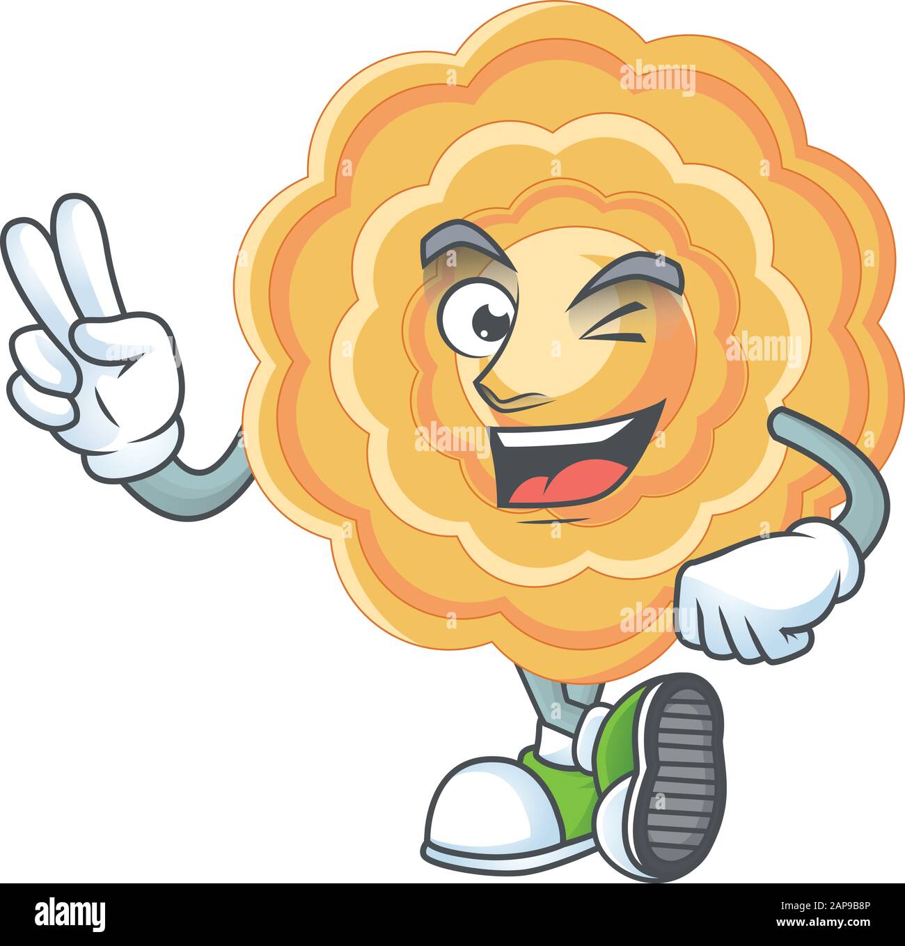 cartoon mascot design of chinese mooncake with two fingers Stock Vector ...